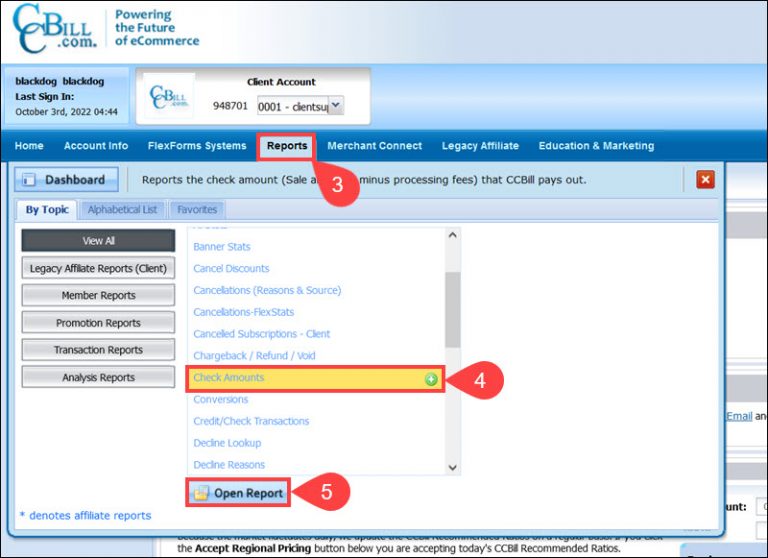 Check Amounts Report - CCBill Doc