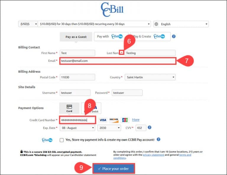 Test Credit Card Numbers: How to Test Payments | CCBill KB